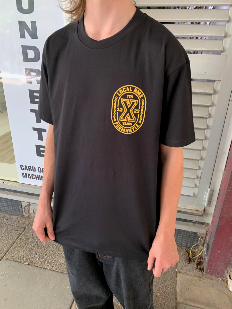 LOCAL TEN YEAR TEE BLACK/GOLD – Local BMX